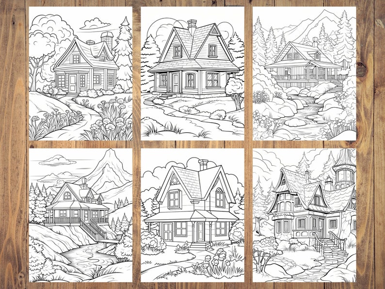 30 Printable Cozy House Coloring Pages, House Coloring Book, Coloring ...