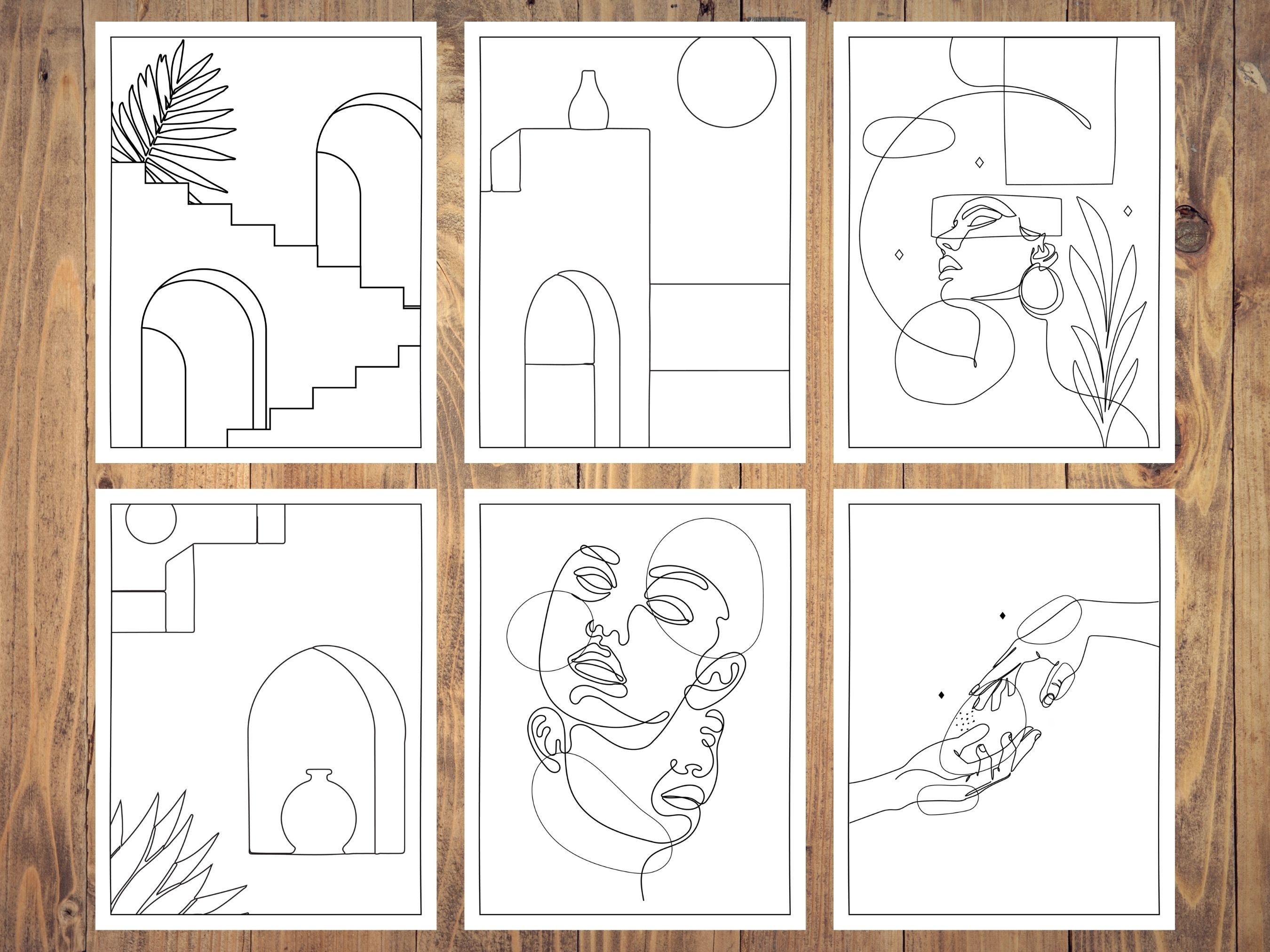 50 Printable Boho Coloring Pages, Abstract Art, Adults + Kids (PDF) - Etsy