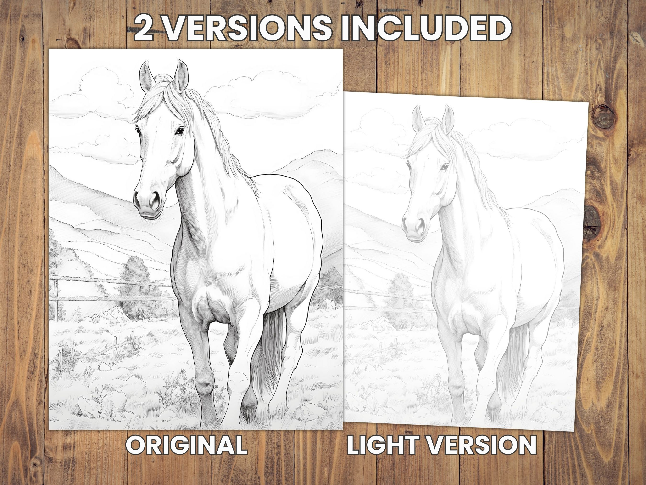 30 Printable Horse Coloring Pages, Horse Coloring Bundle, Coloring Book ...