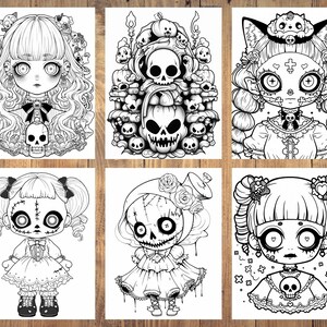 100 Gothic Halloween Coloring Pages, Creepy Scary Doll Designs (PDF) - Etsy