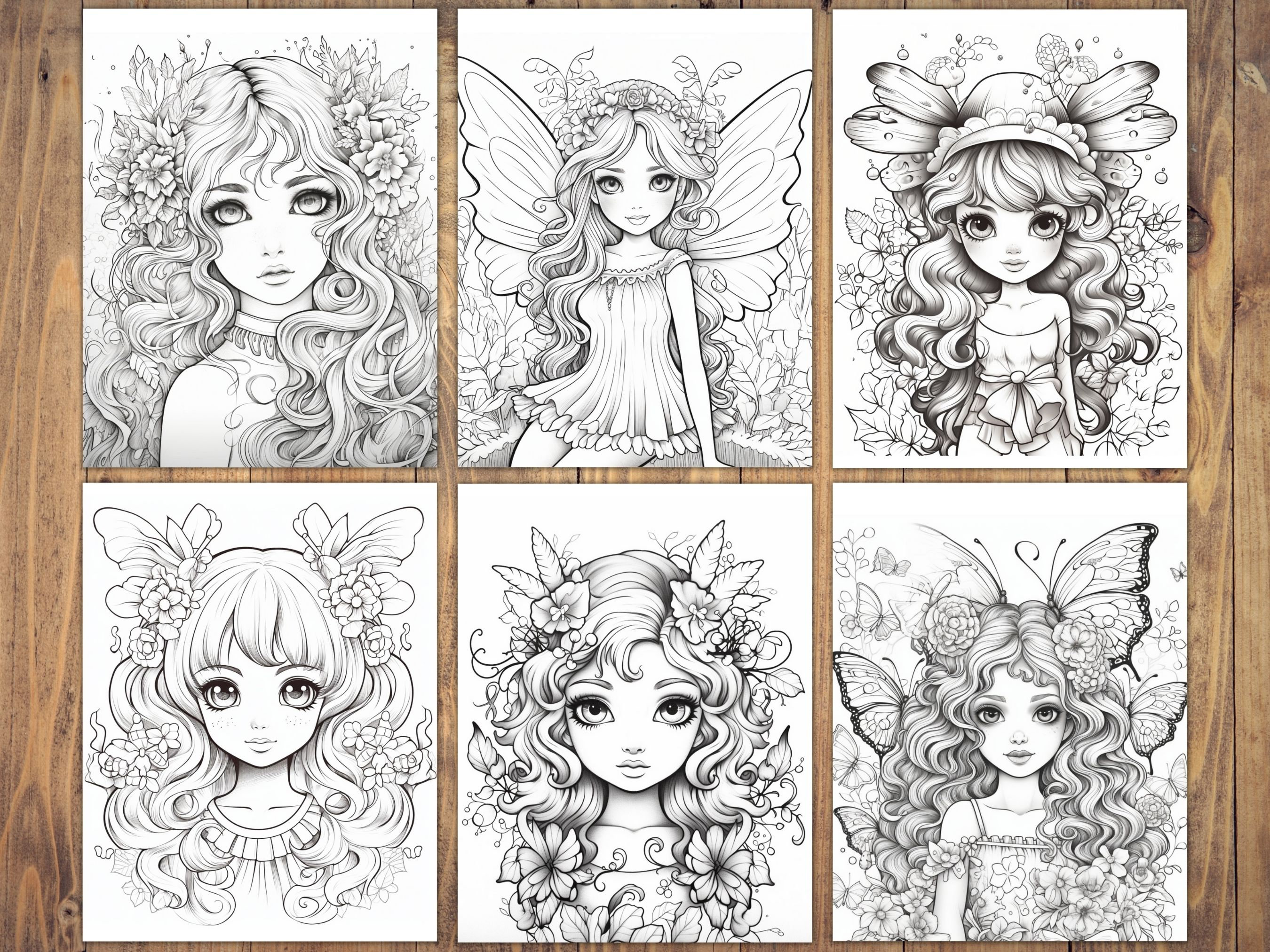 30 Cute Flower Forest Fairy Girls Anime Coloring Page Adults - Etsy