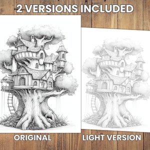30 Printable Fantasy Treehouse Coloring Pages, Fantasy Coloring Book ...