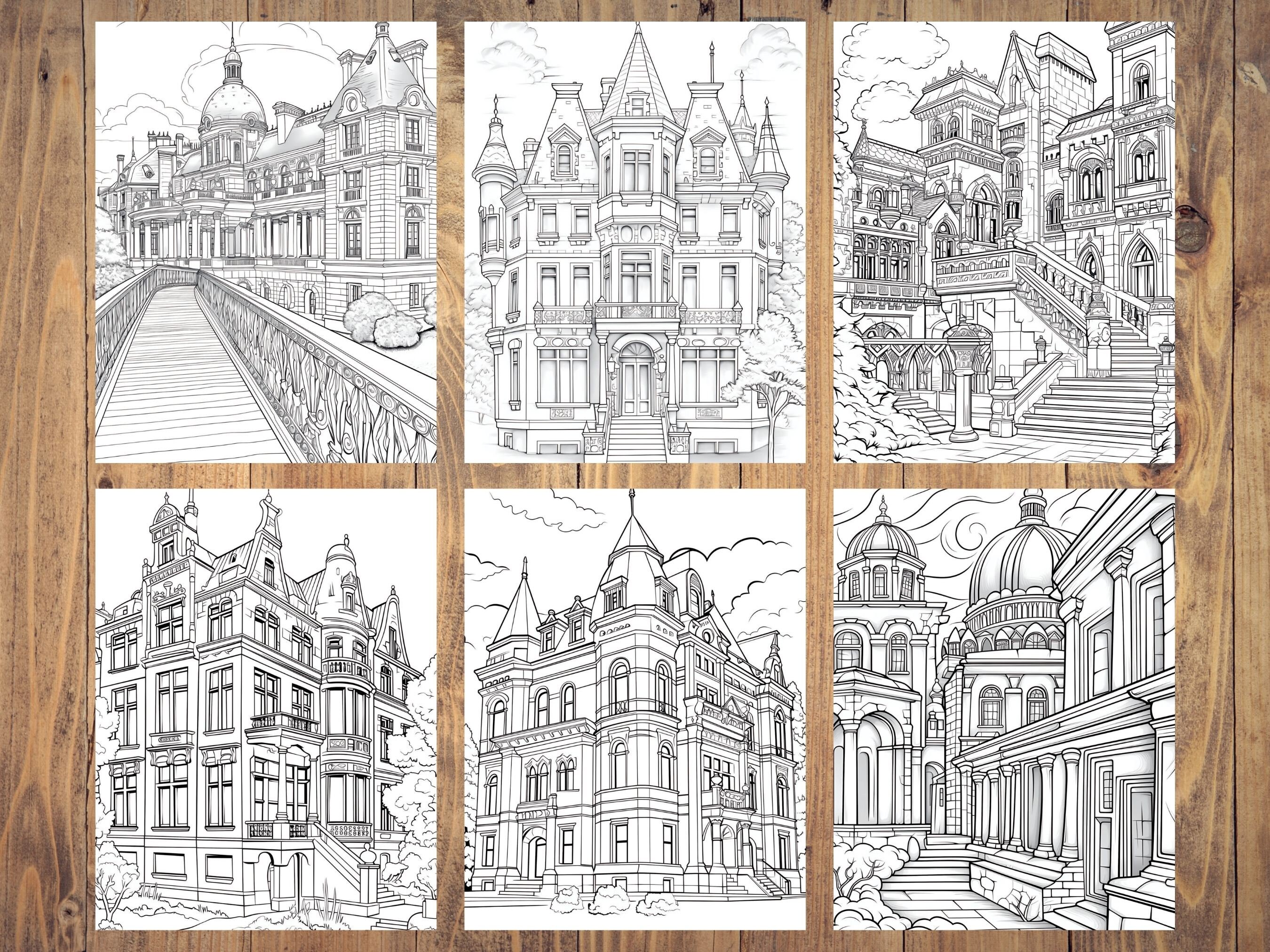30 Printable Architecture Coloring Pages, Buildings Coloring Book ...