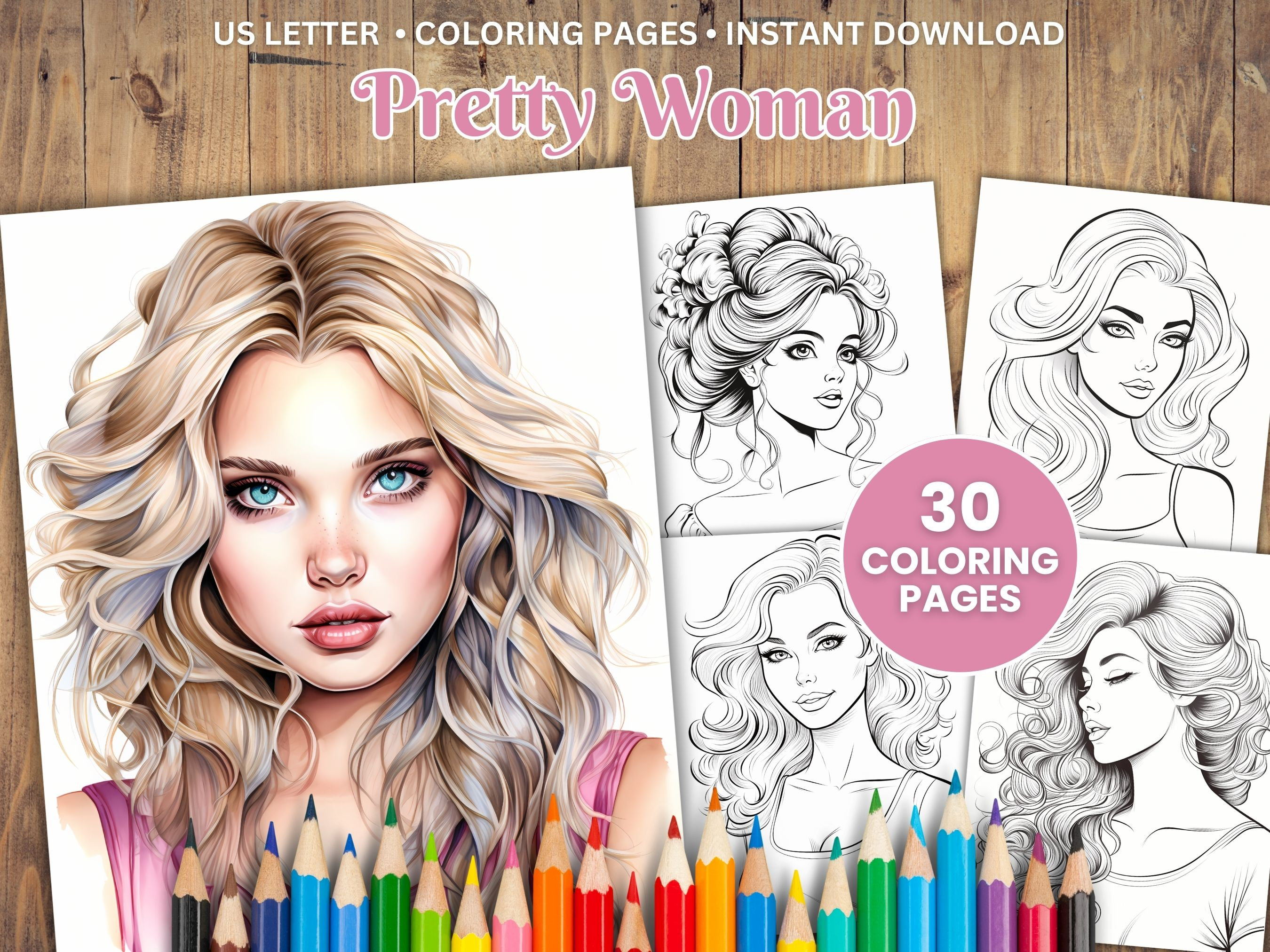 30 Printable Pretty Woman Coloring Pages, Beautiful Lady Coloring Book ...