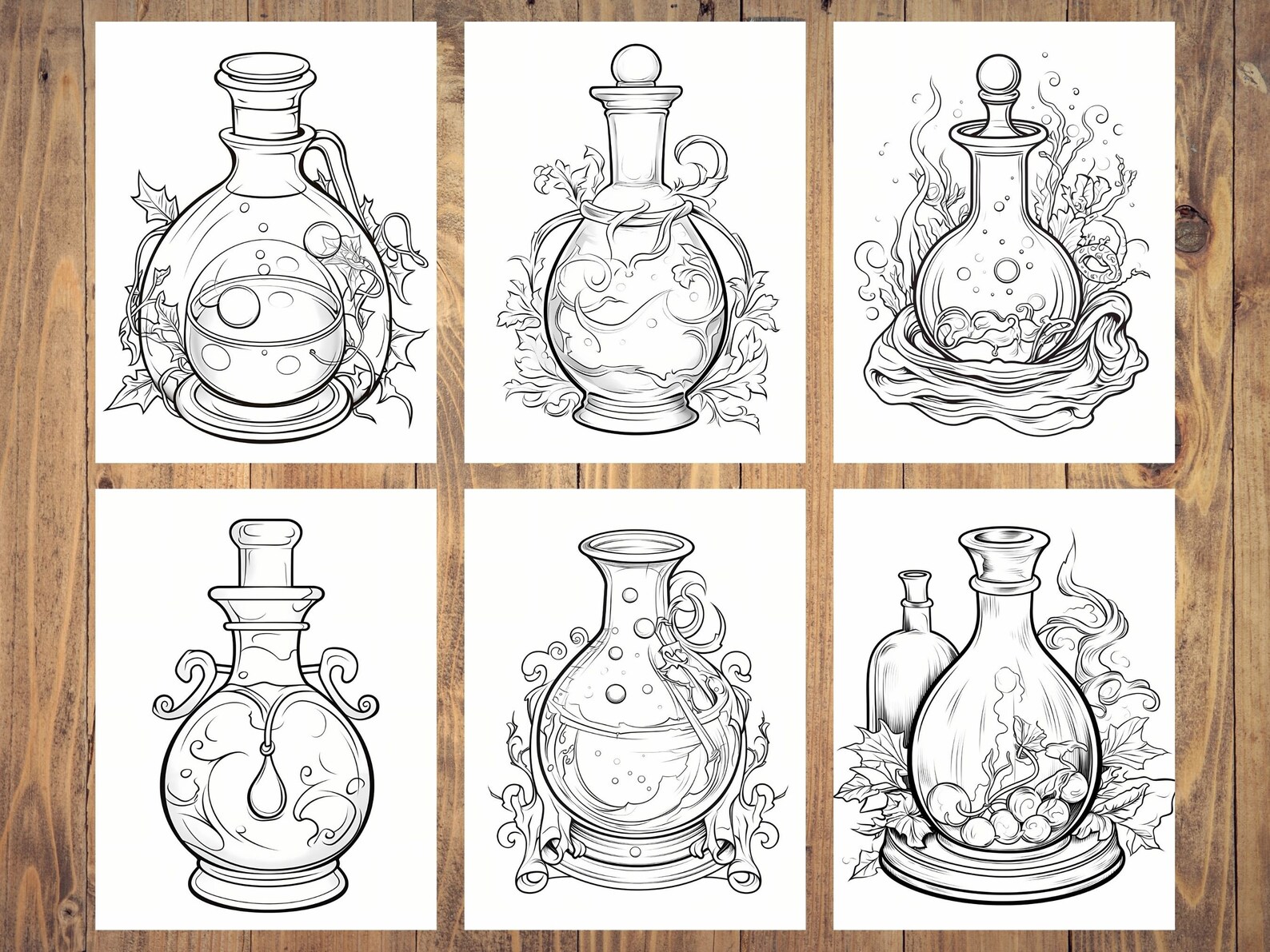 50 Enchanted Potion Coloring Pages, Fantasy Coloring Sheets, Magical ...