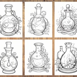 50 Enchanted Potion Coloring Pages, Fantasy Coloring Sheets, Magical ...
