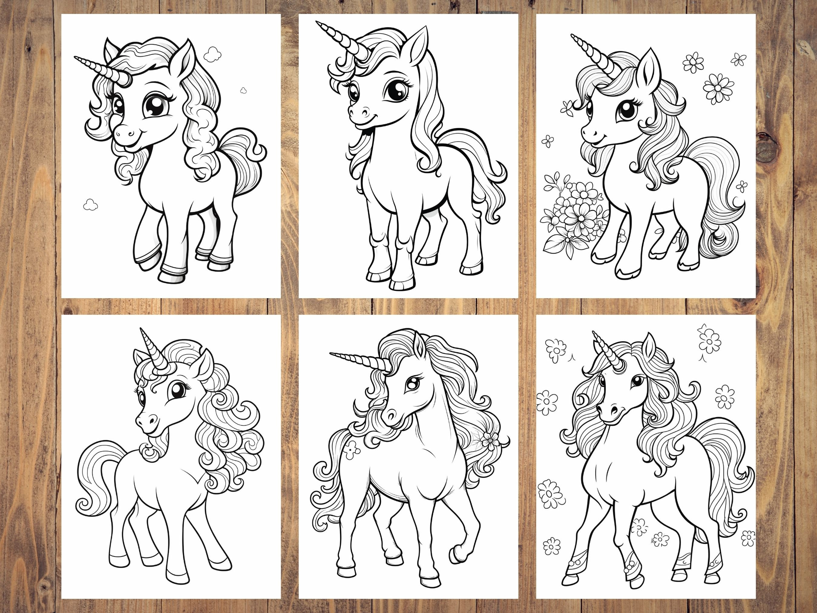 50 Unicorn Coloring Pages, Kawaii Fantasy Art (PDF Coloring) - Etsy