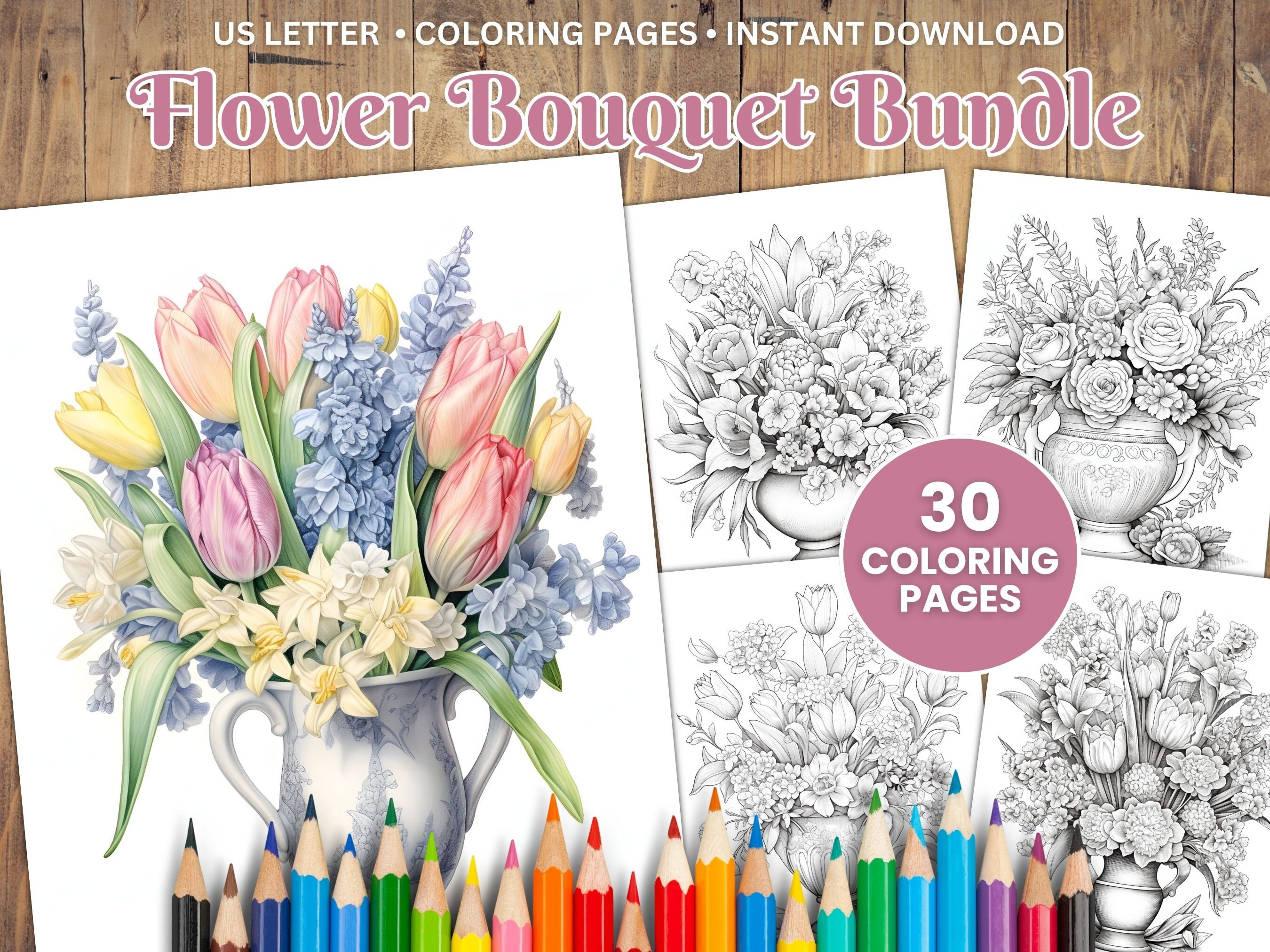 Spring Flower Bouquet Coloring Pages