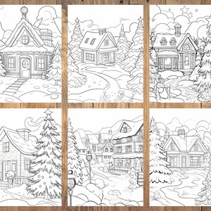 30 Christmas Scenery Coloring Pages, Winter Coloring Sheets, Holiday ...