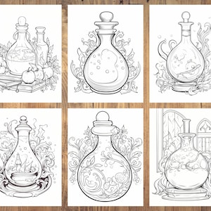 50 Enchanted Potion Coloring Pages, Fantasy Coloring Sheets, Magical ...