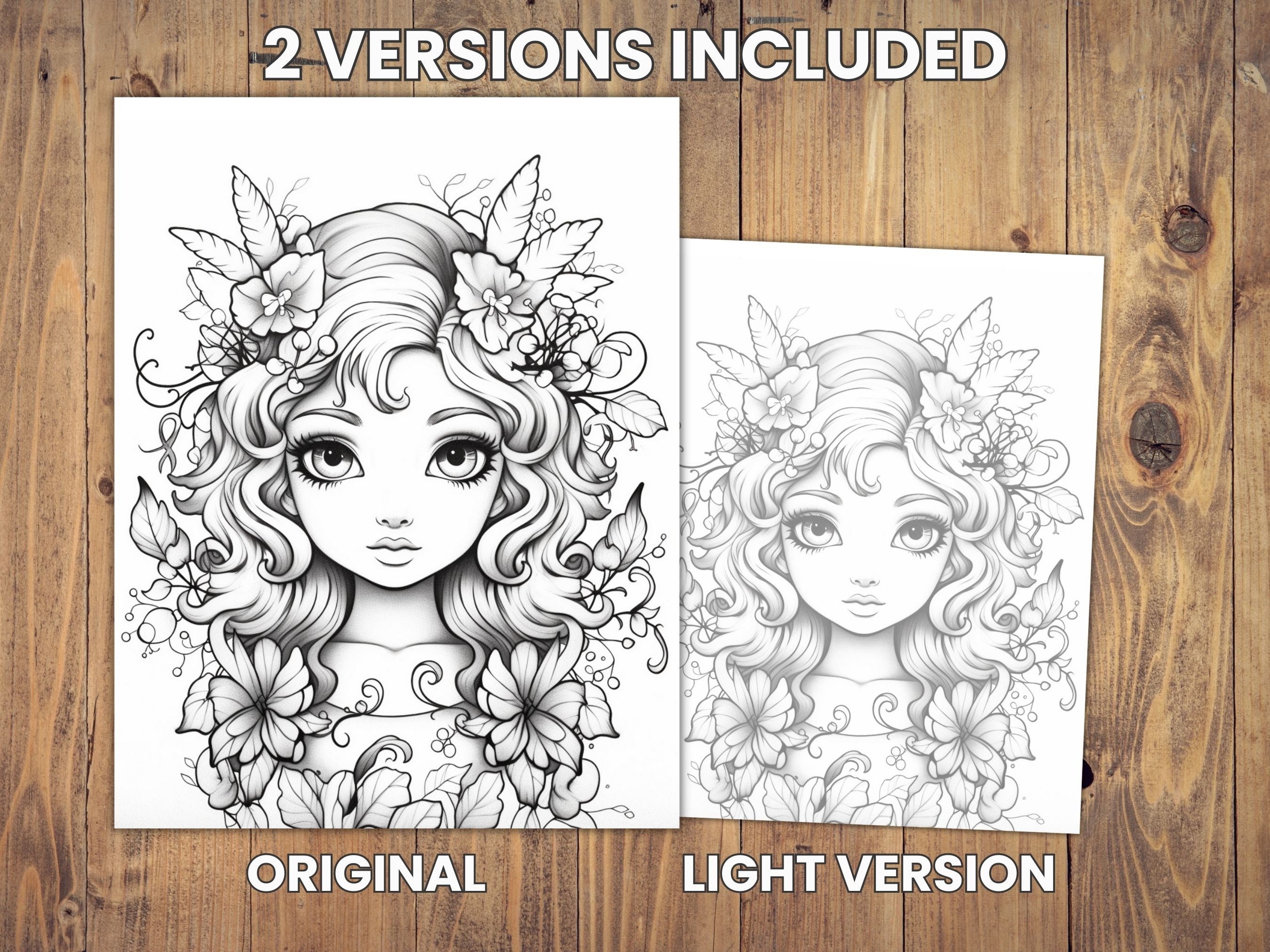 30 Cute Flower Forest Fairy Girls Anime Coloring Page Adults - Etsy
