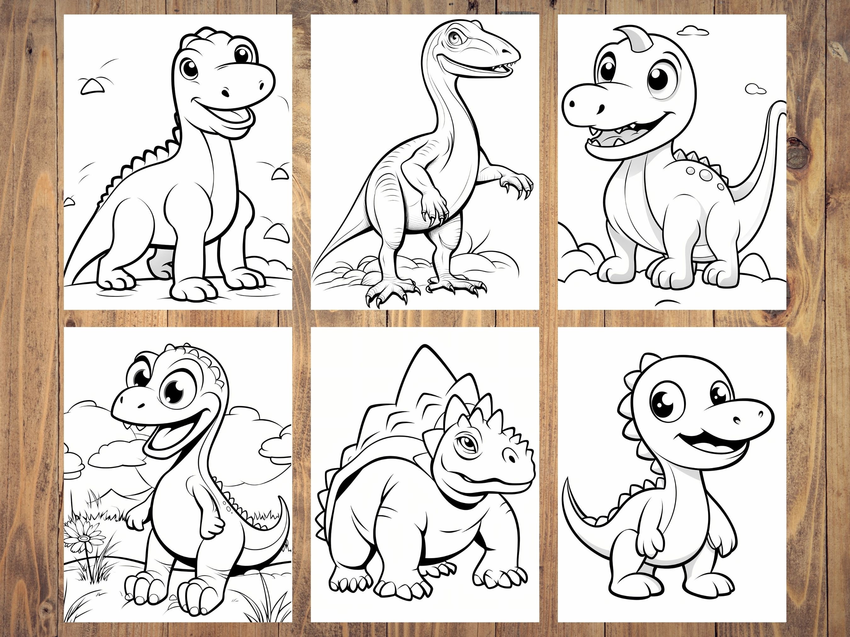 45 Dinosaur Coloring Pages, Toddlers Coloring Book, Easy and Simple ...