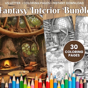 30 Printable Fantasy House Interior Coloring Pages, Fantasy Coloring ...
