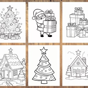 30 Christmas Coloring Pages, Xmas Coloring Book, Adults + Kids, Holiday ...