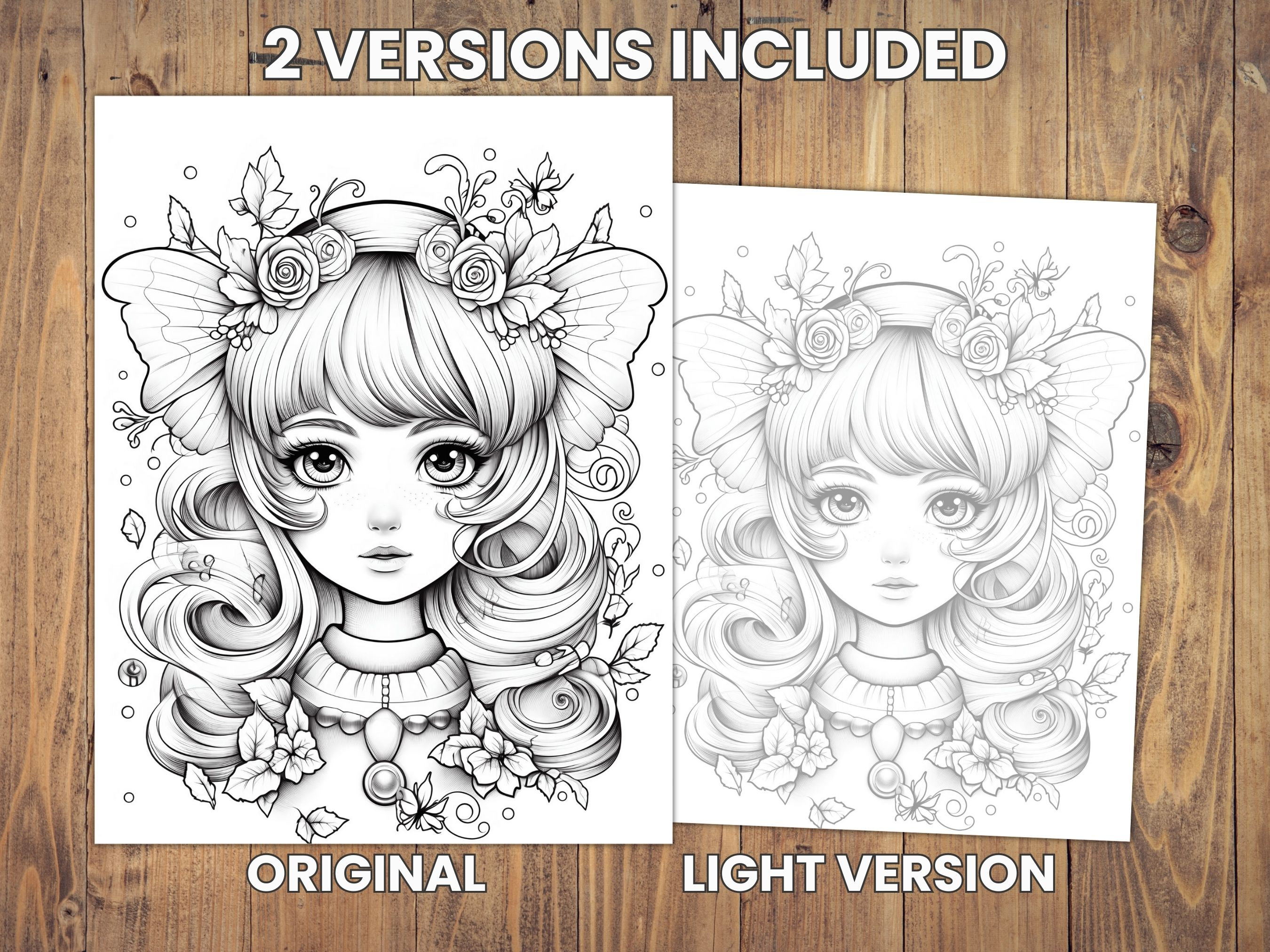 30 Flower Fairy Girl Coloring Pages, Kawaii Fantasy (PDF) - Etsy