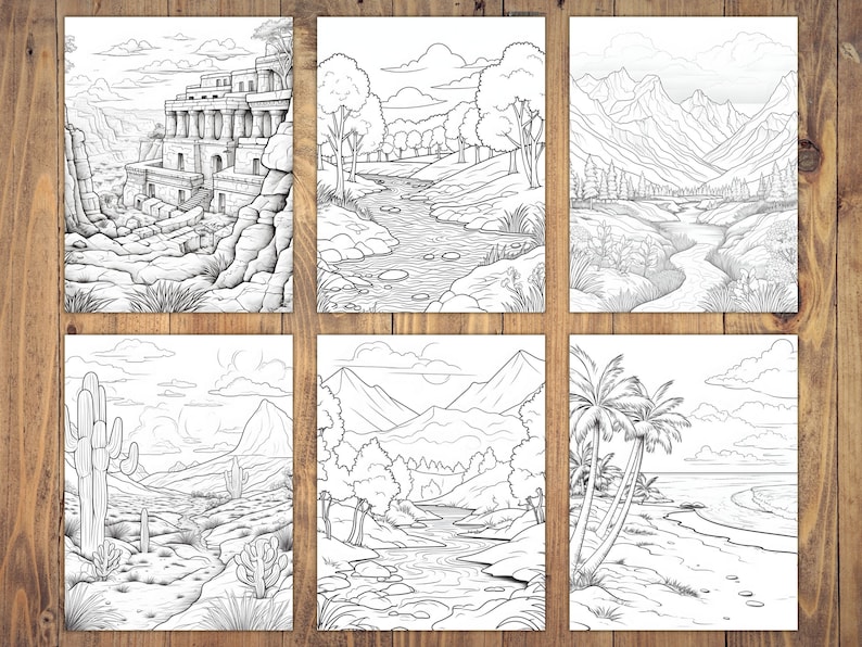 30 Printable Minimalistic Scenery Coloring Pages Coloring - Etsy