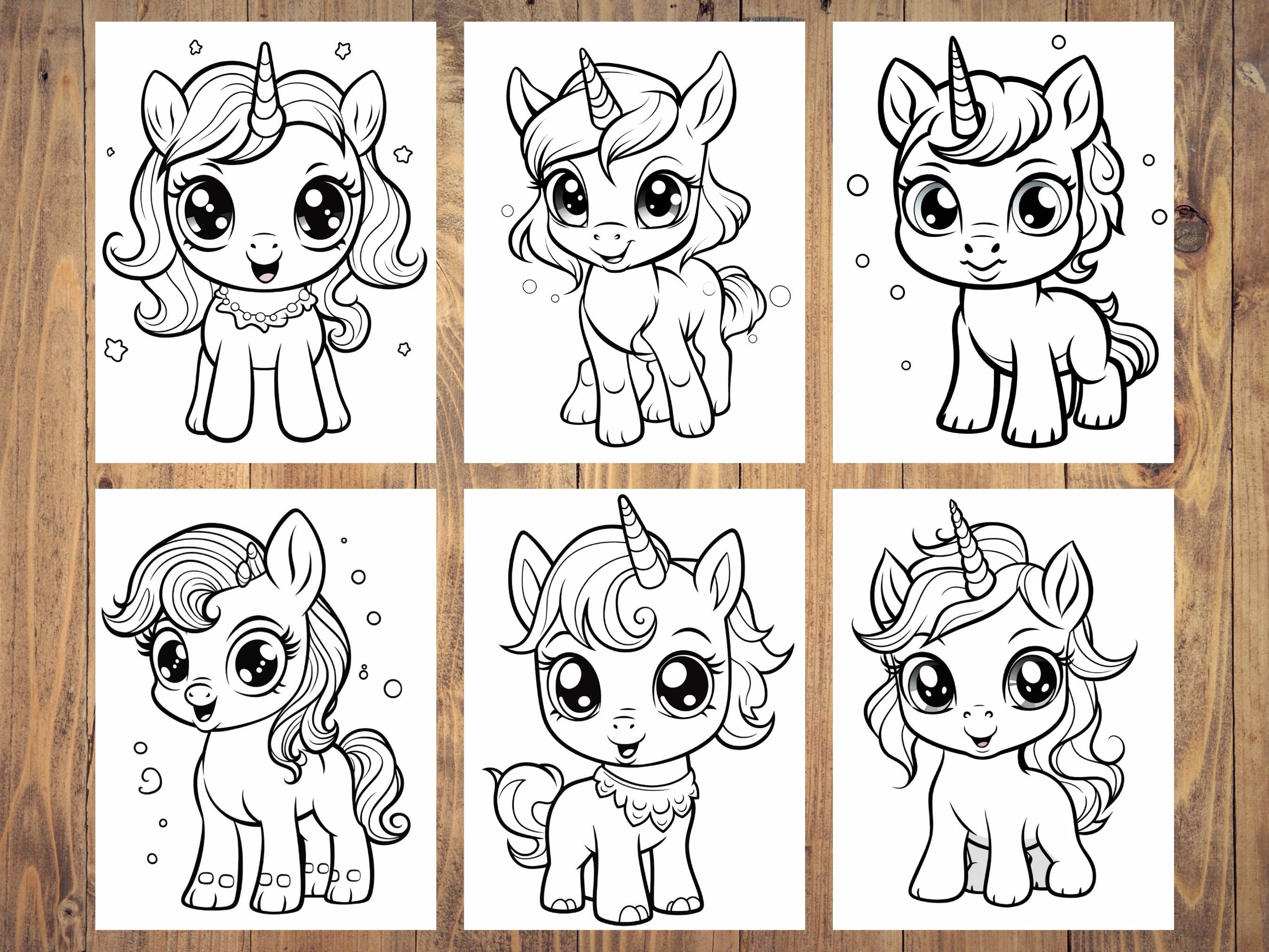 50 Unicorn Coloring Pages, Kawaii Fantasy Art (PDF Coloring) - Etsy