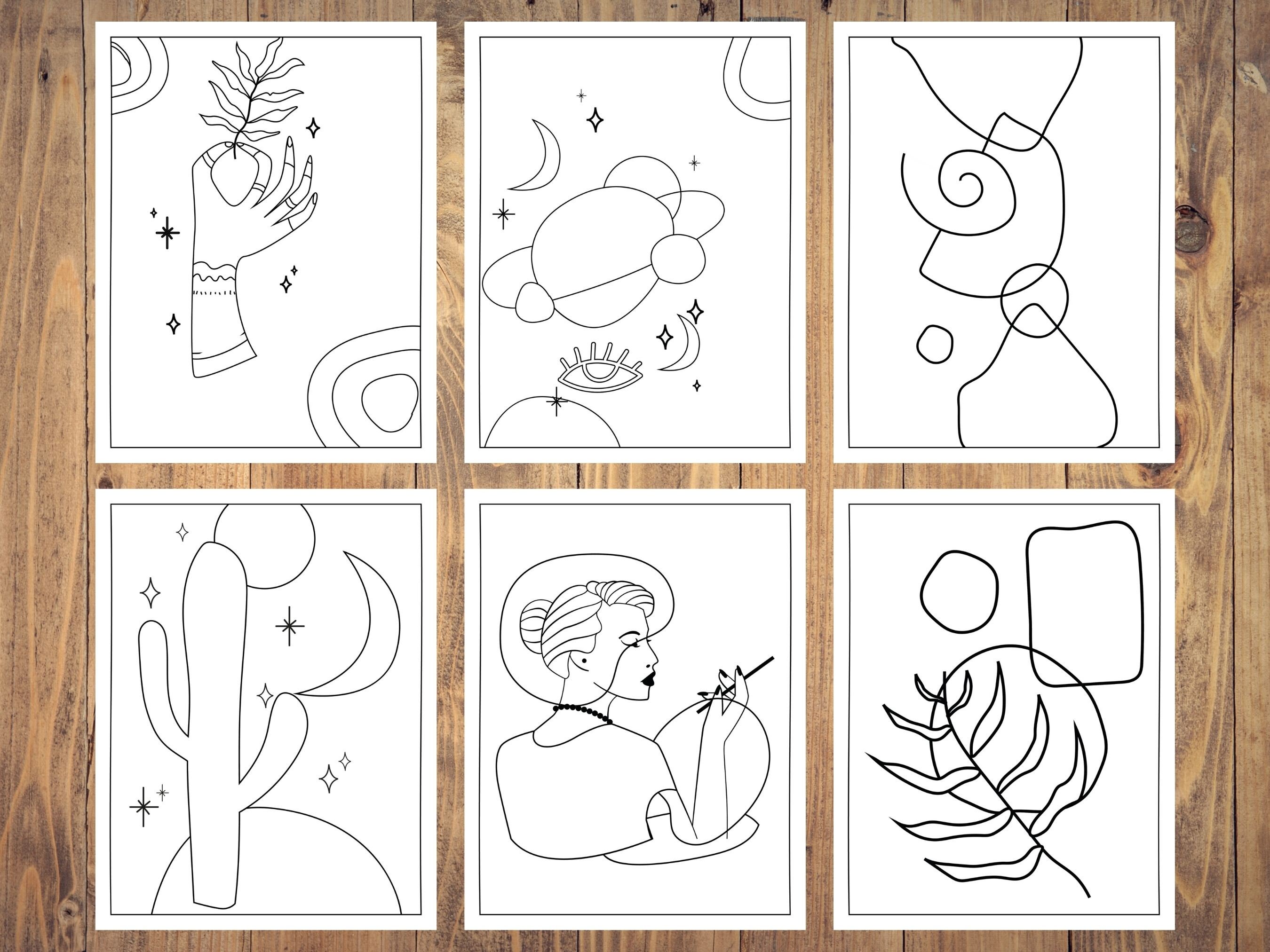 50 Printable Boho Coloring Pages, Abstract Art, Adults + Kids (PDF) - Etsy