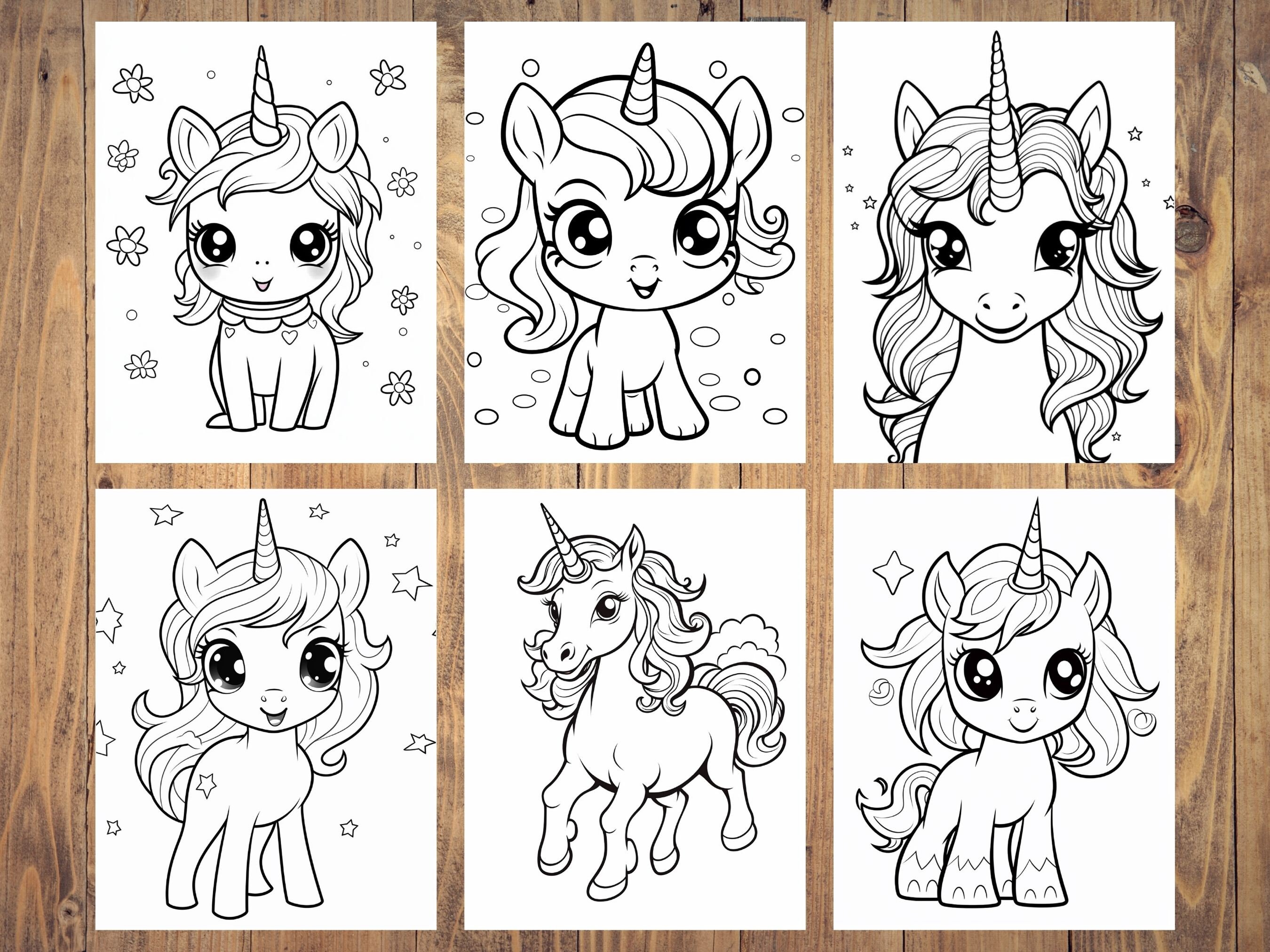 50 Unicorn Coloring Pages, Kawaii Fantasy Art (PDF Coloring) - Etsy