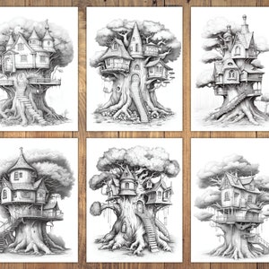 30 Printable Fantasy Treehouse Coloring Pages, Fantasy Coloring Book ...