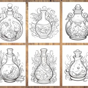 50 Enchanted Potion Coloring Pages, Fantasy Coloring Sheets, Magical ...