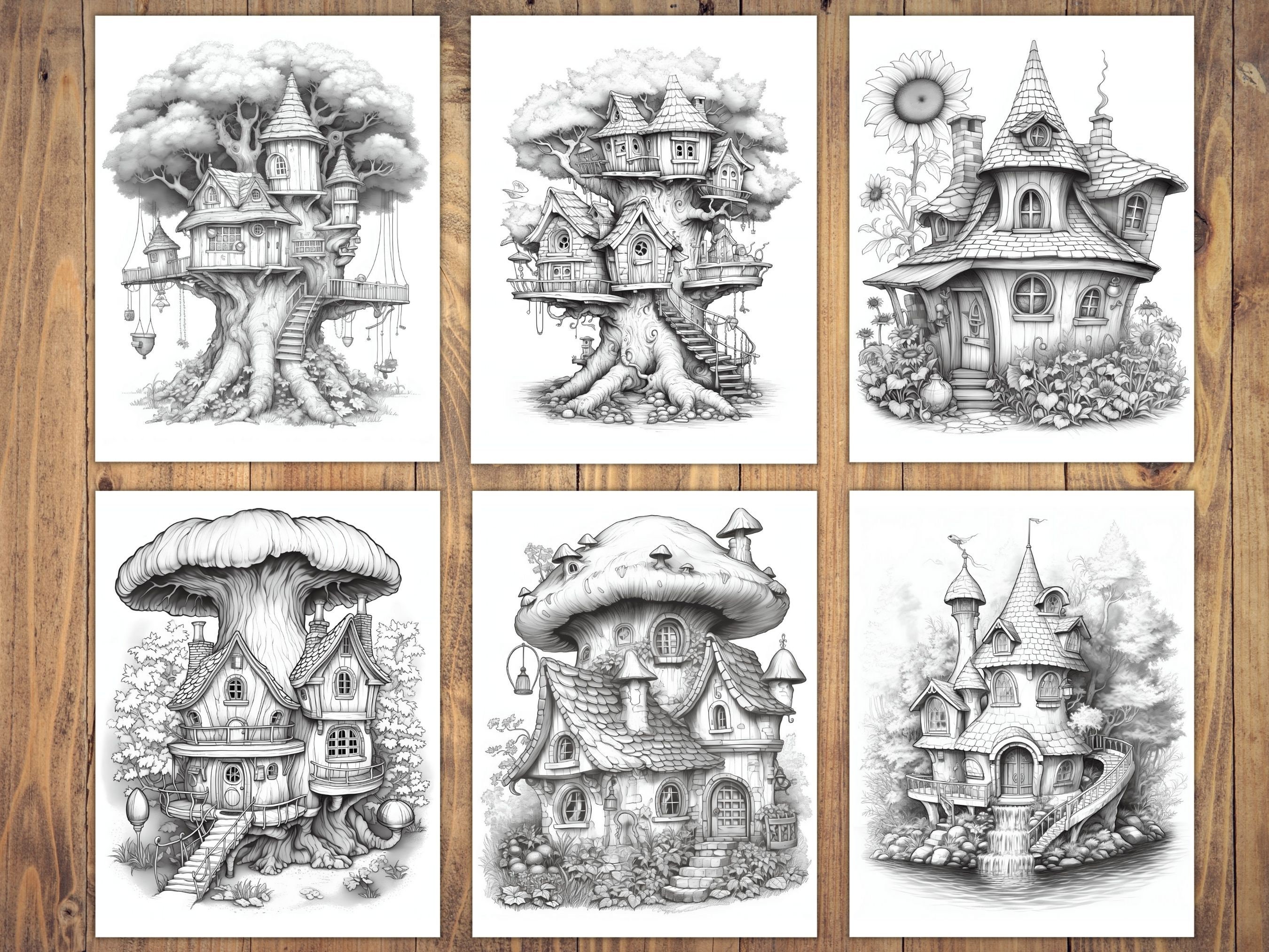 30 Printable Fairy House Coloring Pages Enchanted Fairy - Etsy Australia