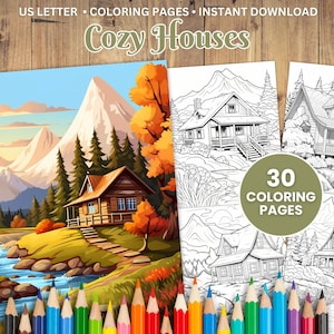 30 Printable Cozy House Coloring Pages, House Coloring Book, Coloring ...