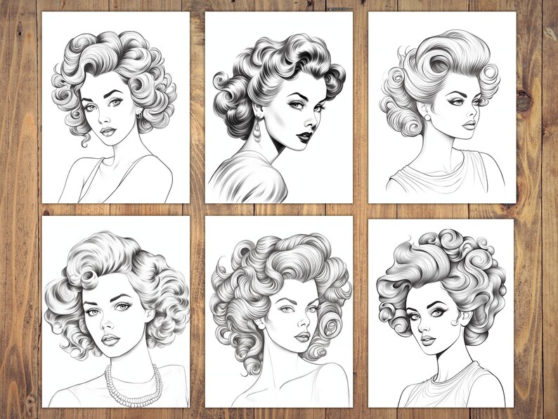 30 Printable 1950s Woman Coloring Pages, Coloring Book, Adults Kids ...