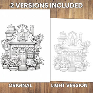 Flower Shop Coloring Pages, 30 Grayscale Designs (PDF) - Etsy