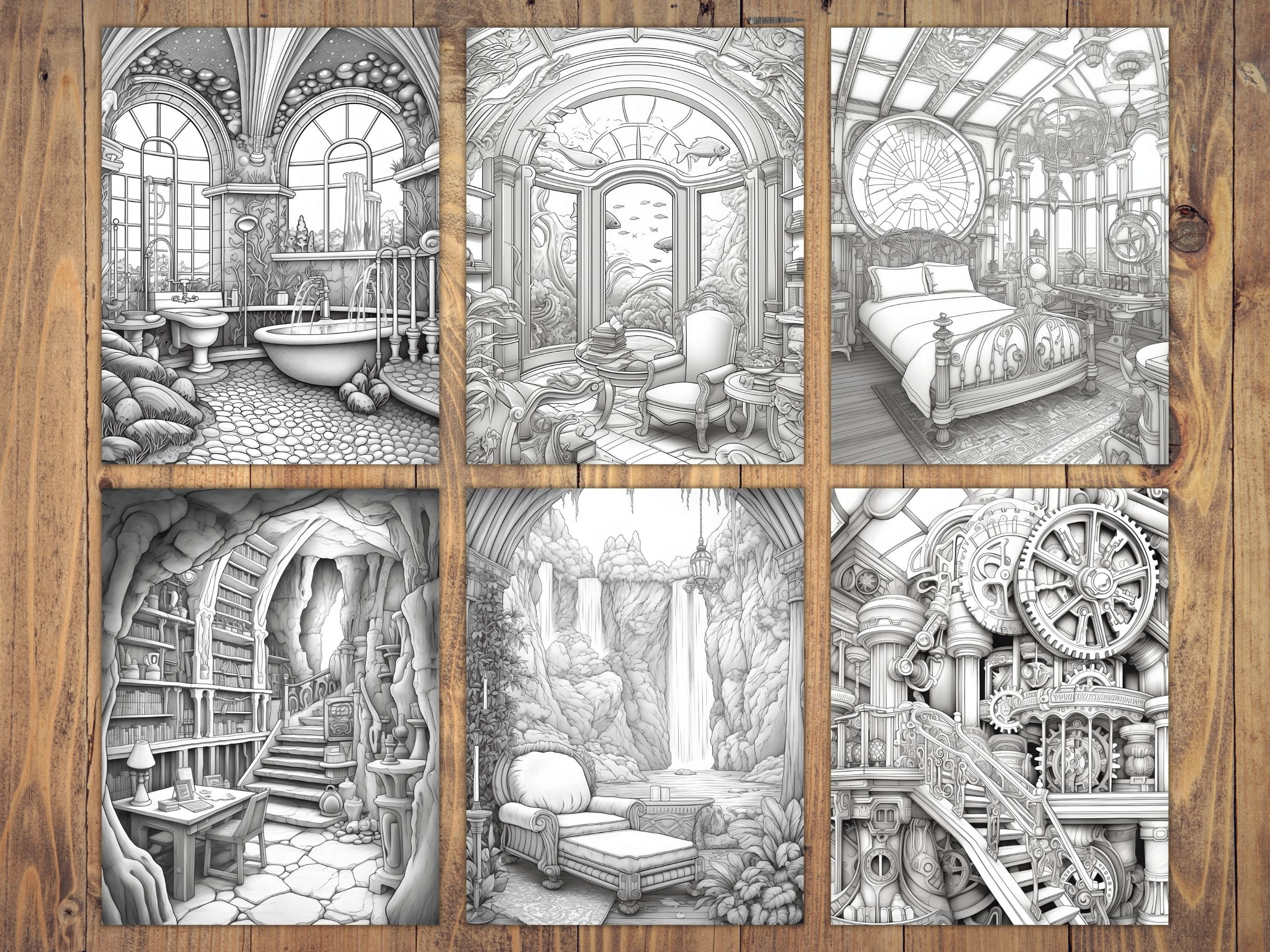 30 Printable Fantasy House Interior Coloring Pages Fantasy - Etsy