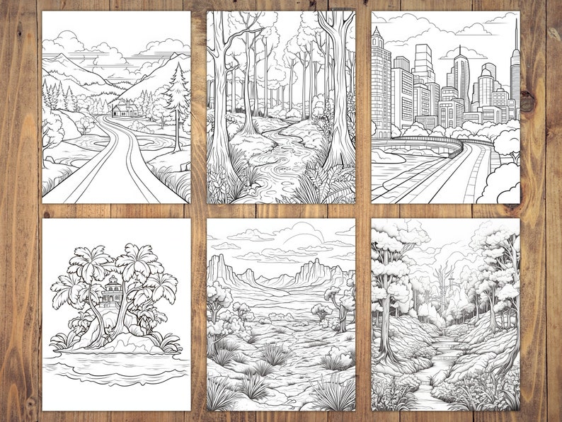 30 Printable Minimalistic Scenery Coloring Pages Coloring - Etsy