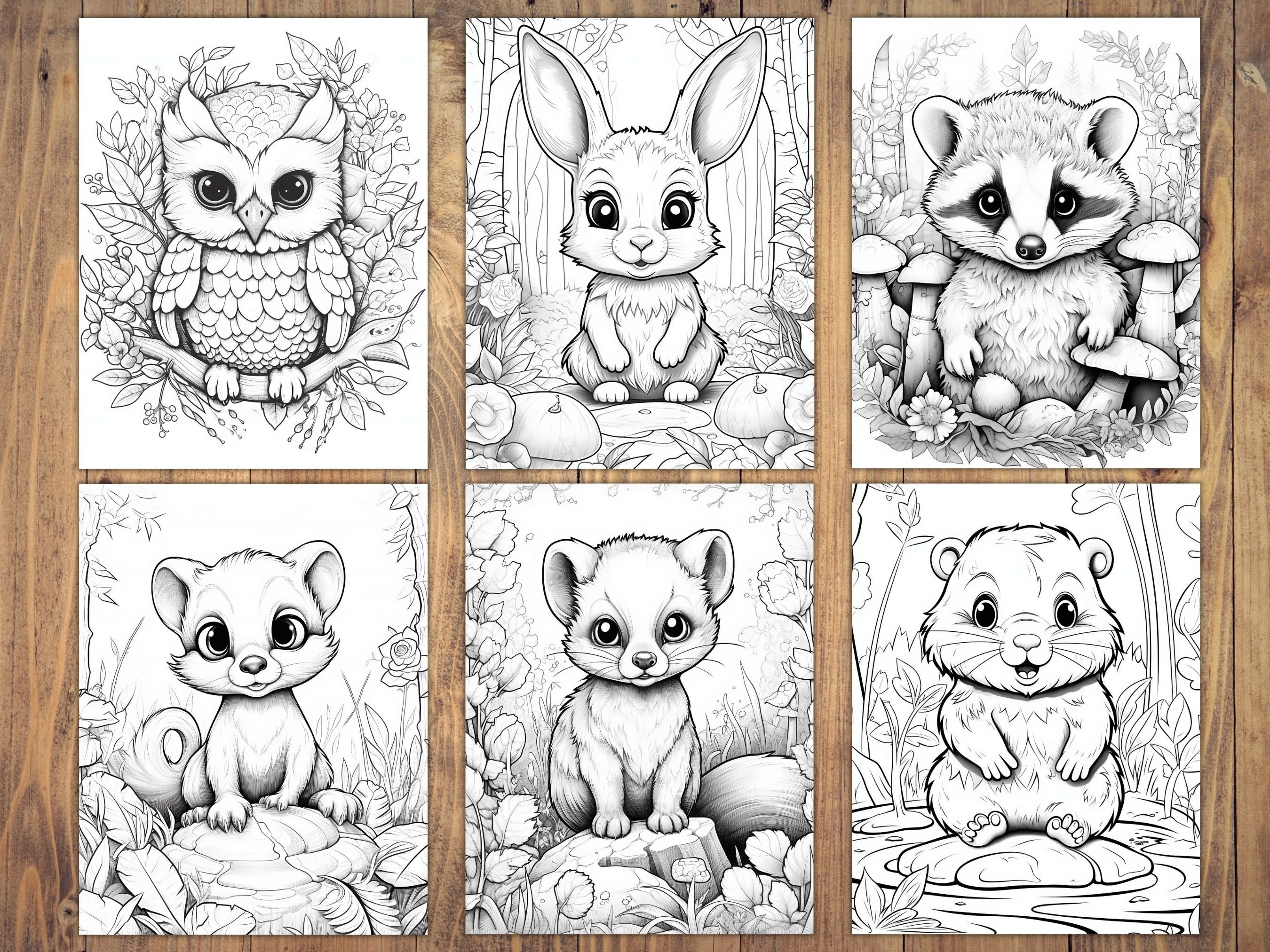 25 Cute Baby Forest Animals Coloring Page Book Adults Kids - Etsy