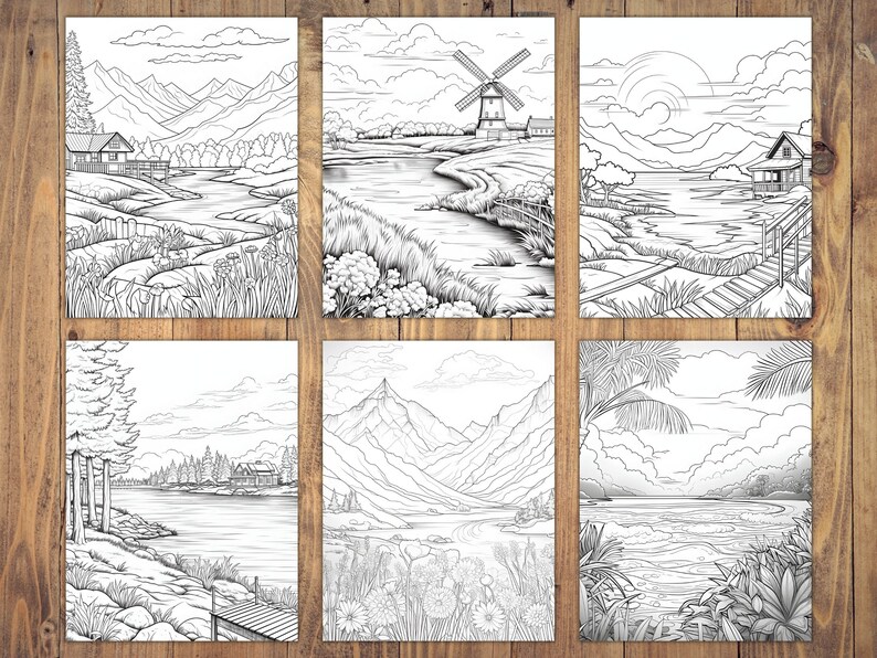 30 Printable Minimalistic Scenery Coloring Pages Coloring - Etsy