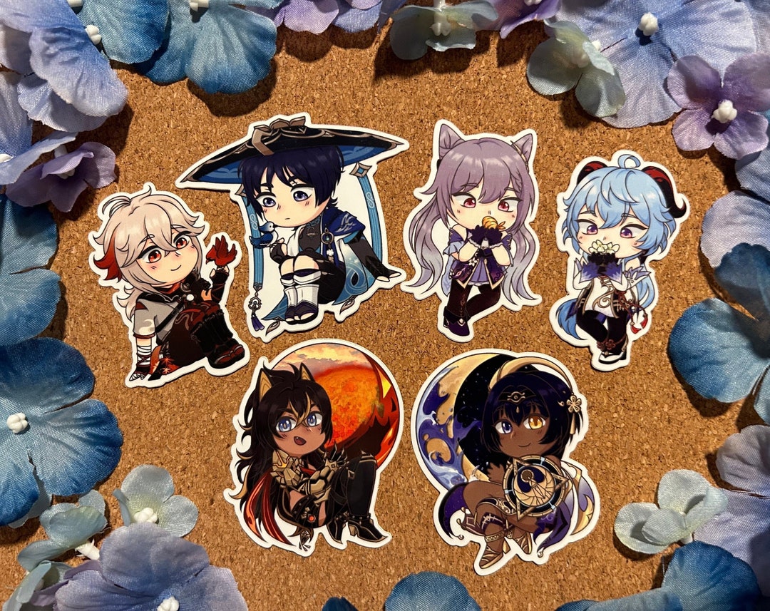 Genshin Impact 2.5 Inch Vinyl Stickers Keqing, Ganyu, Kazuha, Wanderer ...