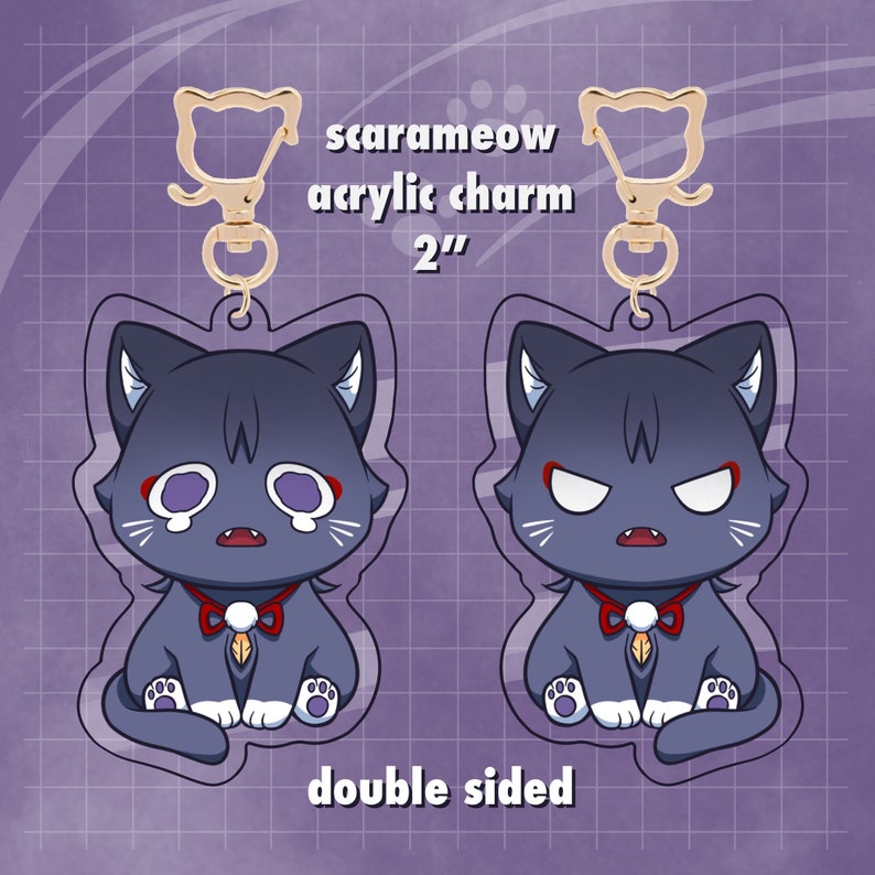 Scarameow 2 Inch Acrylic Charm Scaramouche / Kabukimono Cat genshin ...