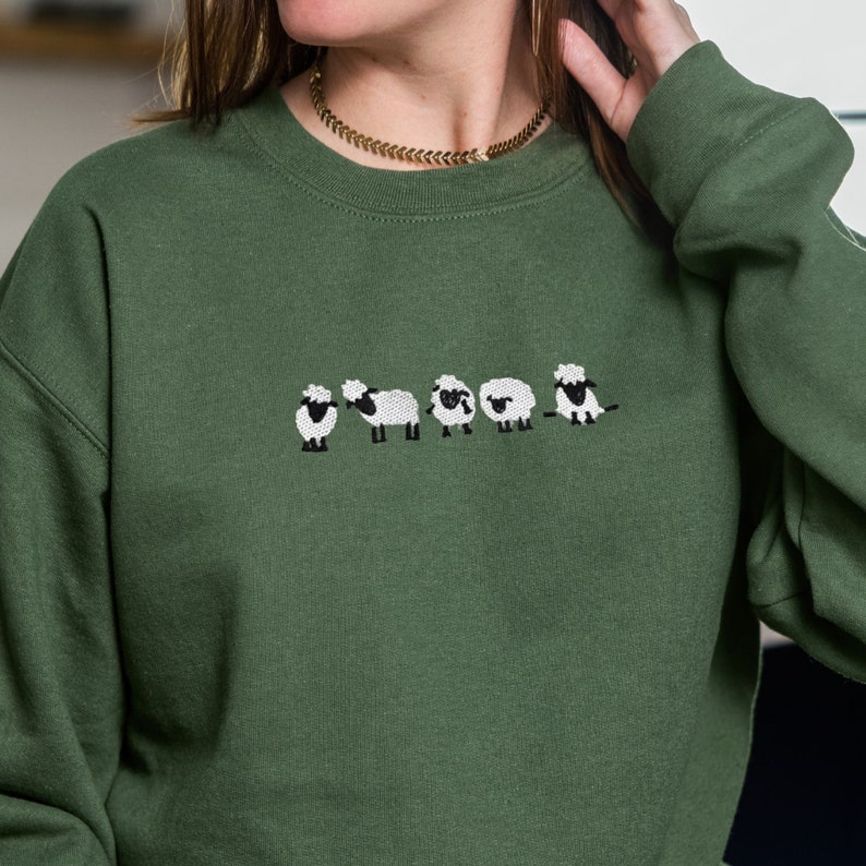 Sheep Embroidered Sweatshirt, Sheep Tshirt, Gift for Sheep Lover, Gift ...