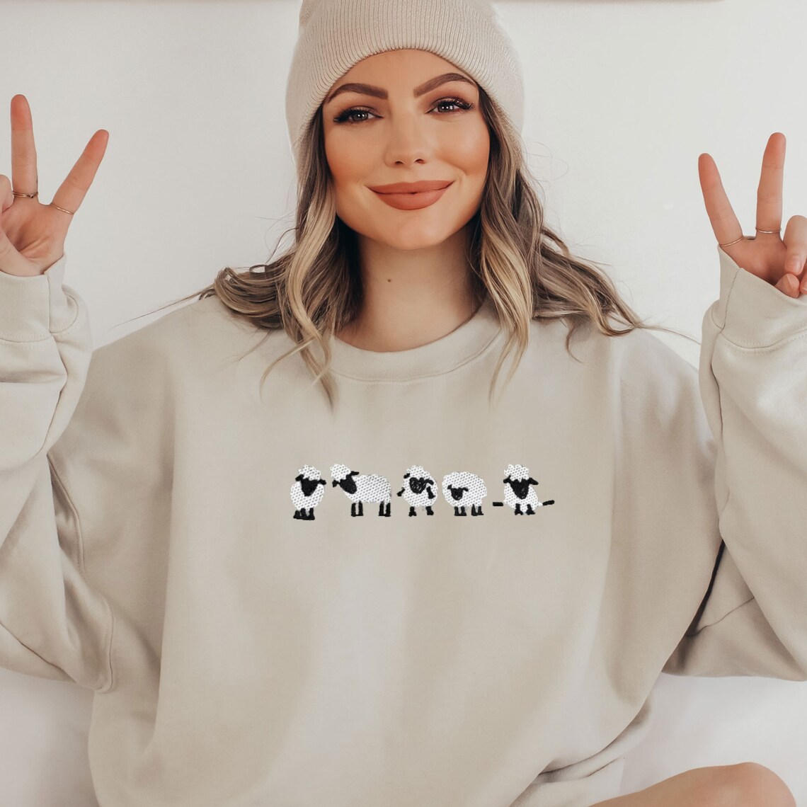 Sheep Embroidered Sweatshirt, Sheep Tshirt, Gift for Sheep Lover, Gift ...