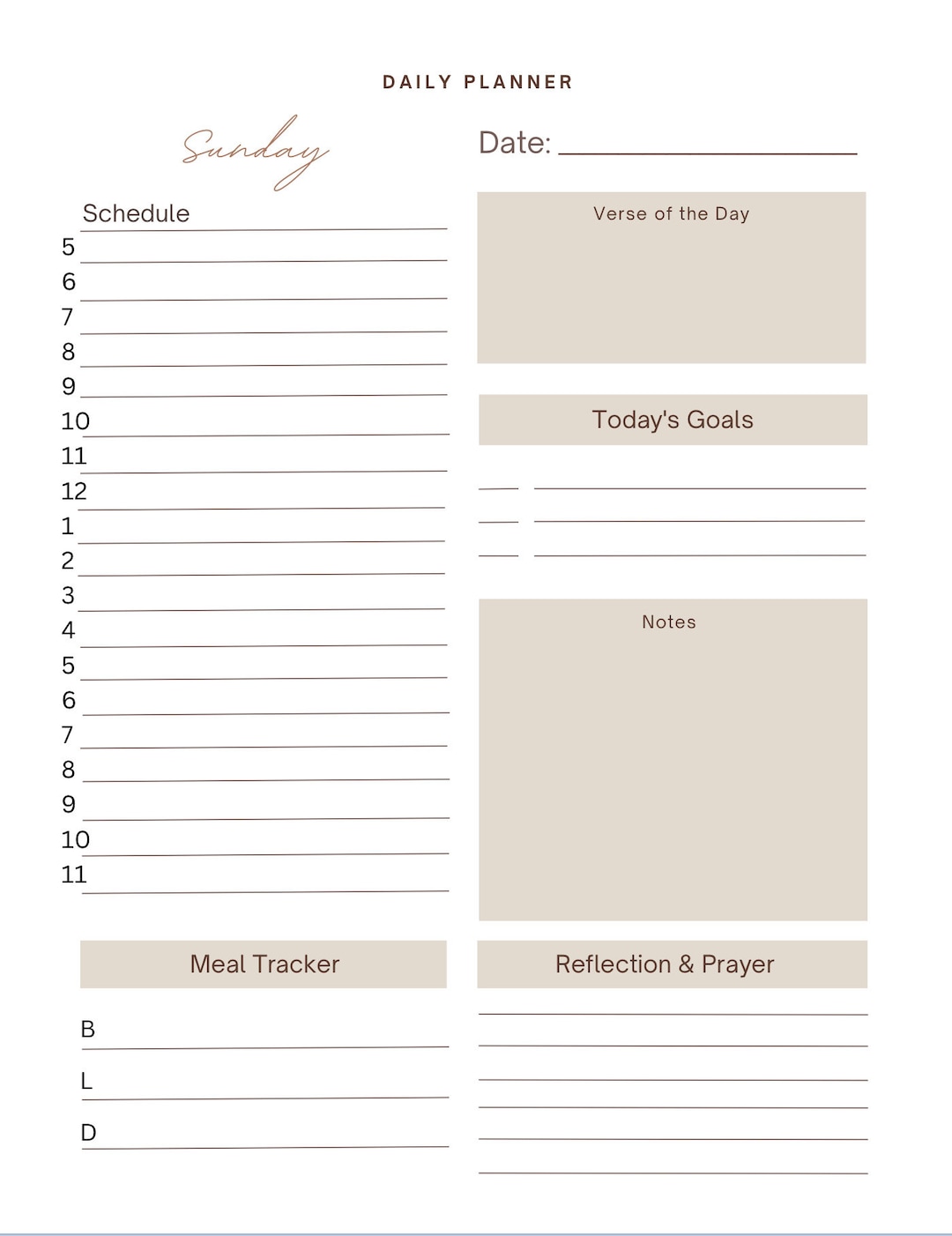 Printable and Downloadable Christian Undated Daily and Weekly Planner ...