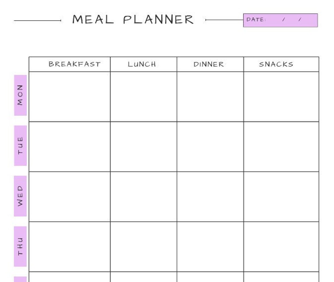 Meal Planner Template Meal Tracker Template Meal Prepping PDF - Etsy