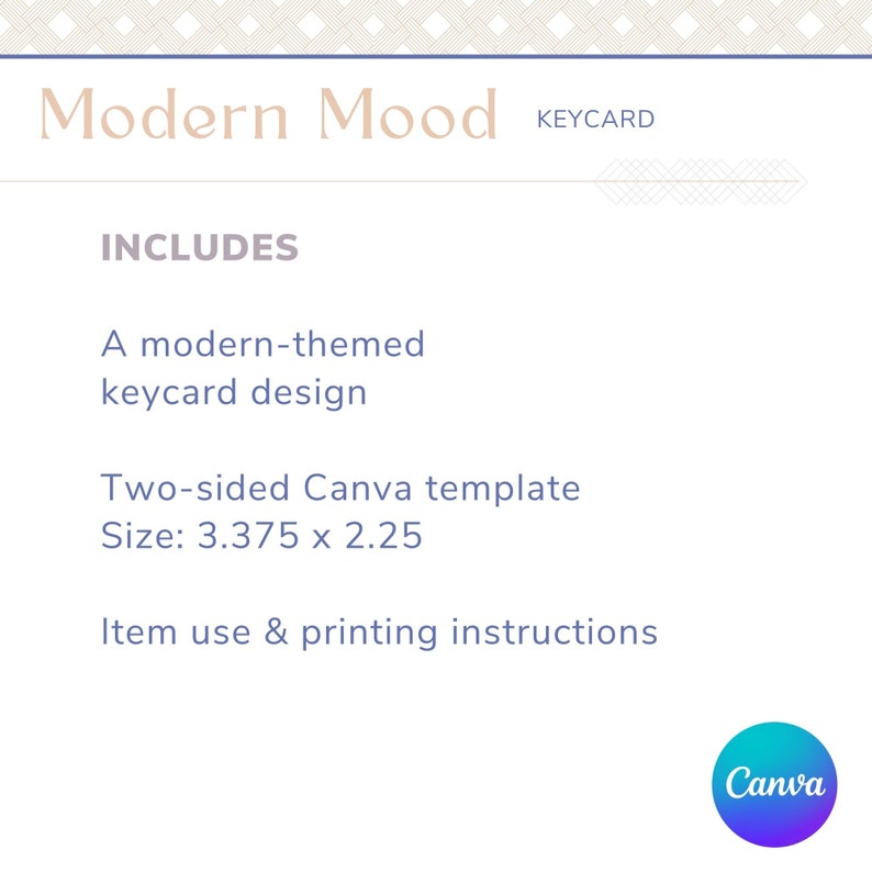 Hotel Keycard Template - Modern Mood Theme - Etsy