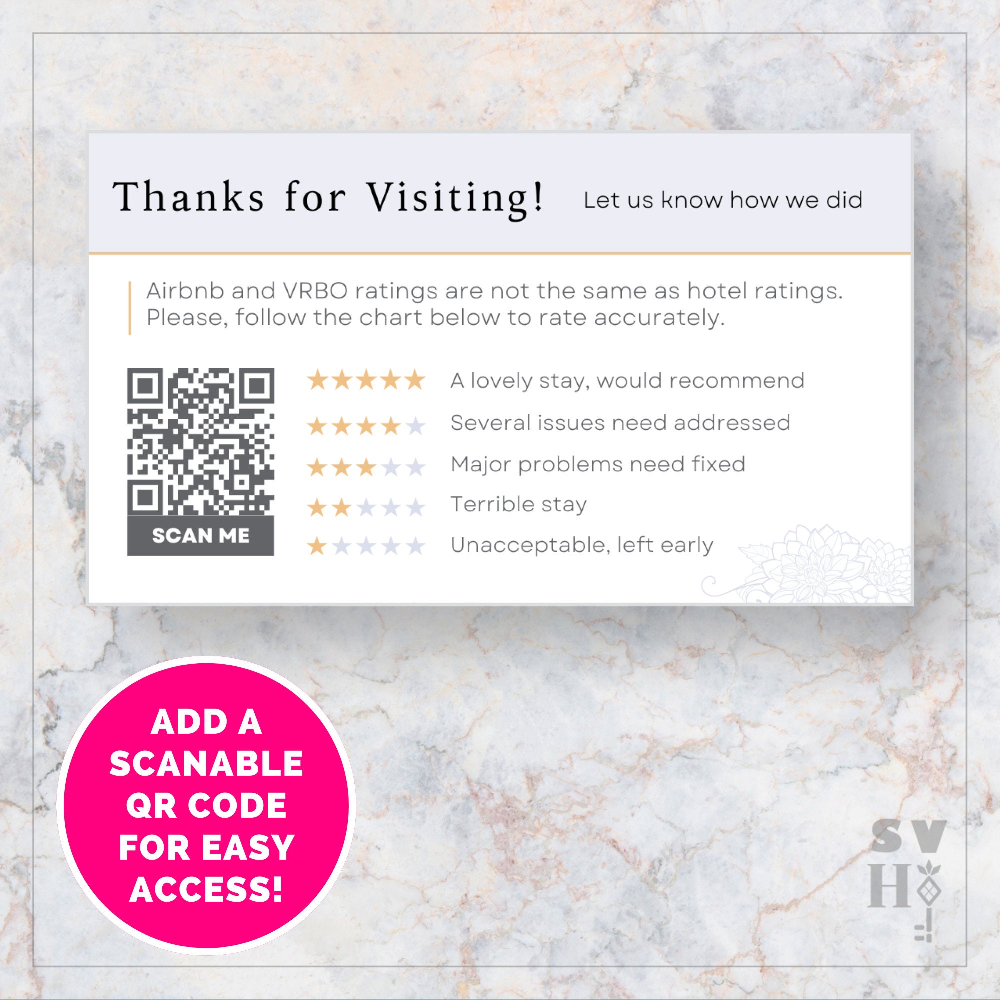 Review Card Template Enchanting Elegance Airbnb VRBO Vacation Rental ...