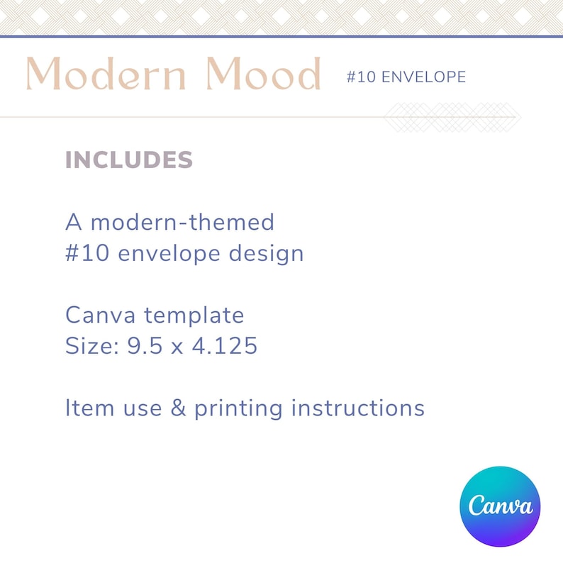 No. 10 Envelope Template Modern Mood Theme - Etsy