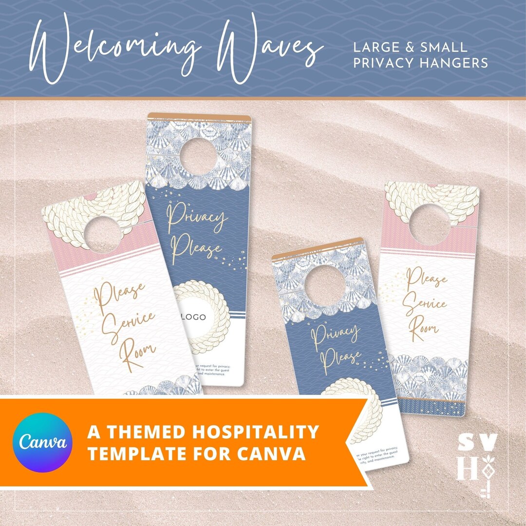 Hotel Privacy Door Hanger Templates - Welcoming Waves Theme - Etsy