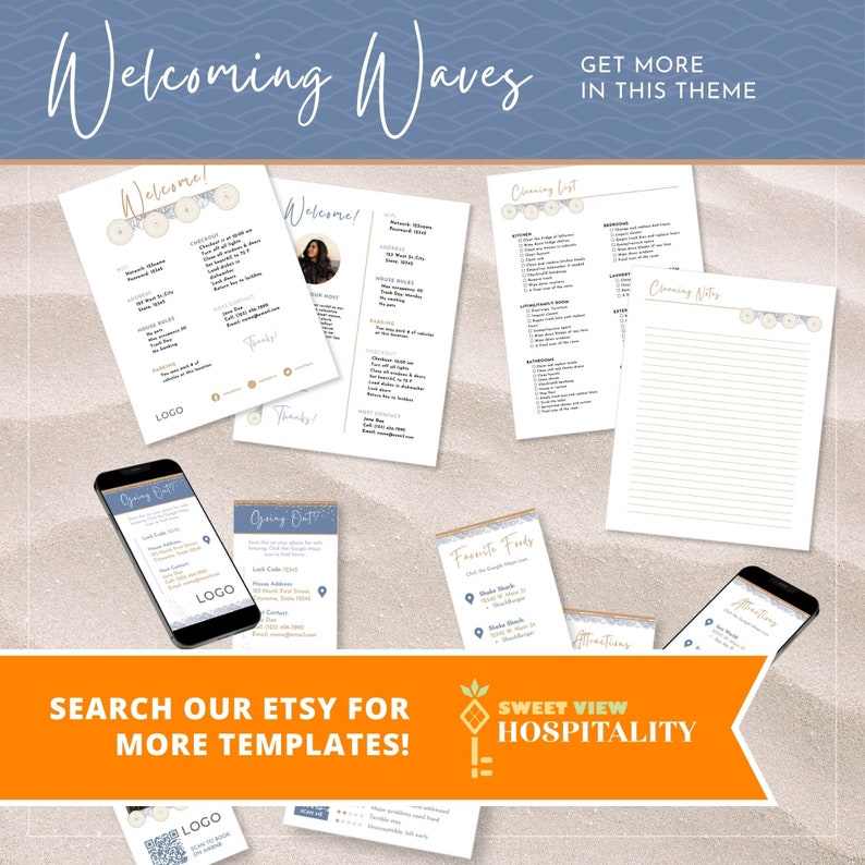 Digital Food & Attractions Card Template - Welcoming Waves ~ | Airbnb ...