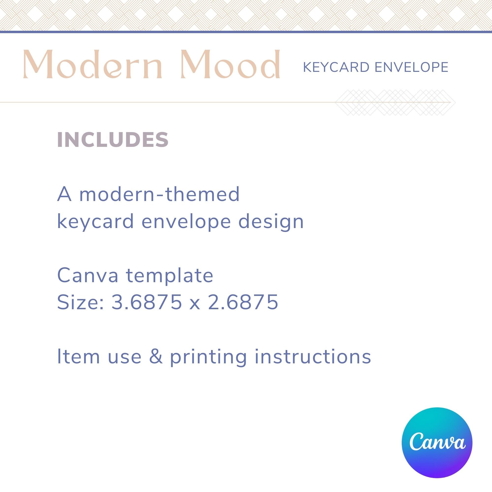 Hotel Keycard Envelope Template - Modern Mood Theme - Etsy