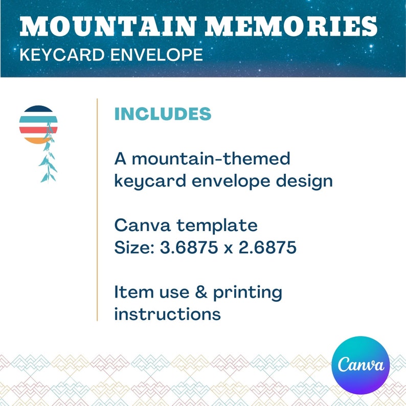 Hotel Keycard Envelope Template - Mountain Memories Theme - Etsy