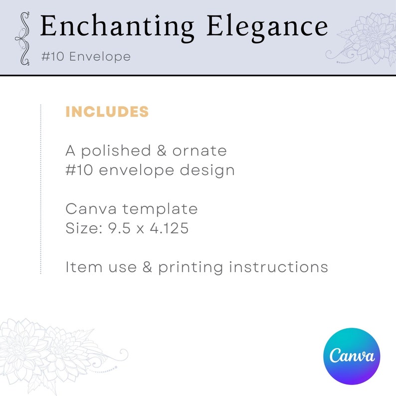 No. 10 Envelope Template - Enchanted Elegance - Etsy