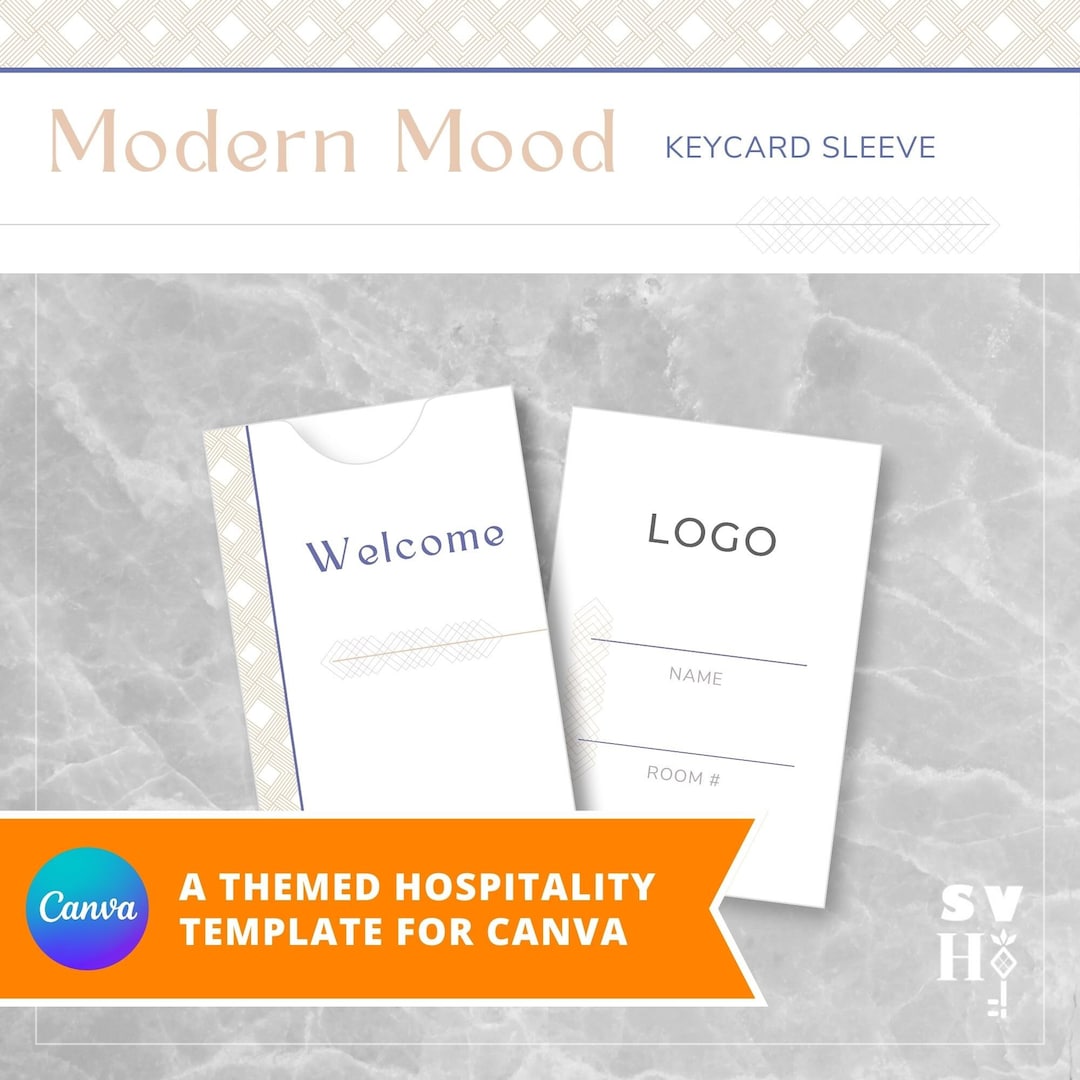 Hotel Keycard Sleeve Template - Modern Mood Theme - Etsy