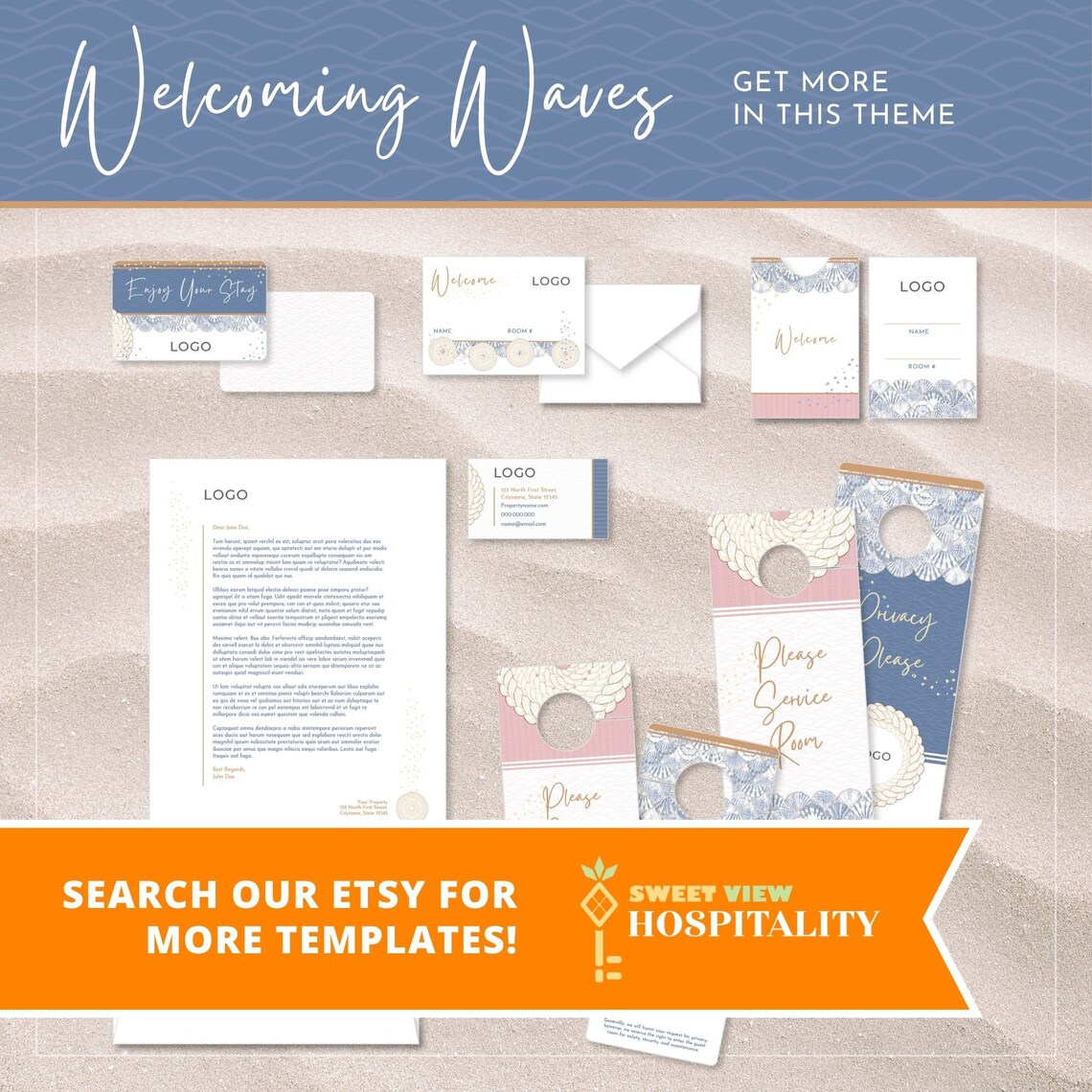 Hotel Keycard Sleeve Template - Welcoming Waves Theme - Etsy