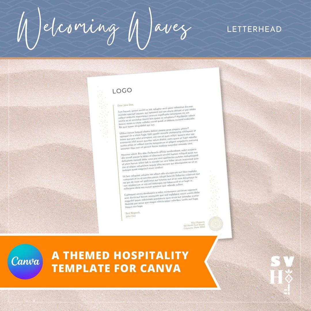 Letterhead Template - Welcoming Waves Theme - Etsy